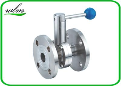 China High Performance Hygienic Butterfly Valves , Flanged Butterfly Valve Pull Rod Handle for sale