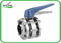 China Three Pieces Welded Hygienic Butterfly Valves , Stainless Butterfly Valve for sale