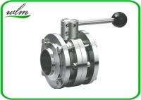 China Three Pieces Welded Hygienic Butterfly Valves , Stainless Butterfly Valve for sale
