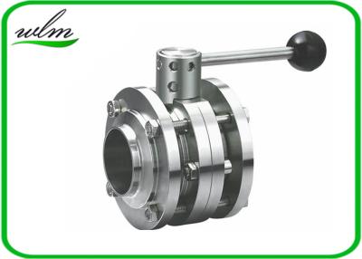 China Three Pieces Welded Hygienic Butterfly Valves , Stainless Butterfly Valve for sale