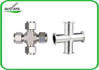 China Mirror Polishing Sanitary Pipe Fittings Cross Pipe Fittings For Pharmaceutical Engineering for sale