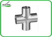 China 3A Standard Hygienic Long Tangent Cross Fittings Stainless Steel Butt Weld for sale