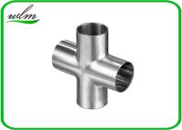 China 3A Standard Hygienic Long Tangent Cross Fittings Stainless Steel Butt Weld for sale