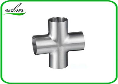 China Butt Weld Straight Cross Fittings Stainless Steel Hygienic Fittings 15 Bar Pressure for sale