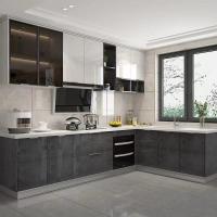 China Modern Wooden Open Hotel Kitchen Cabinets Sets Quartz Counter for sale
