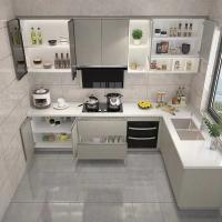China Modern Wooden Open Hotel Kitchen Cabinets Sets Quartz Counter for sale