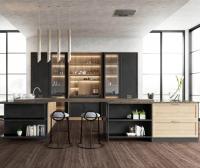 China Modern Wooden Open Hotel Kitchen Cabinets Sets Quartz Counter for sale