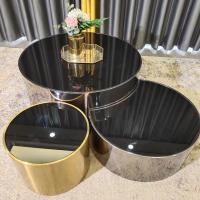 China Modern Stainless Steel Electroplated Coffee Table Set Round Metal End Table for sale