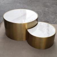 China Modern Stainless Steel Electroplated Coffee Table Set Round Metal End Table for sale