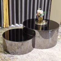 China Modern Stainless Steel Electroplated Coffee Table Set Round Metal End Table for sale