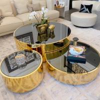 China Modern Stainless Steel Electroplated Coffee Table Set Round Metal End Table for sale