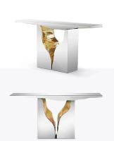 China Modern Art Minimalist  Marble Entryway Table Stainless Wooden for sale