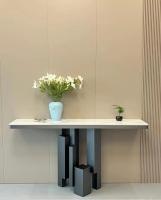China Modern Art Minimalist  Marble Entryway Table Stainless Wooden for sale