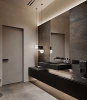 China Rock Plate Luxury Hotel Furniture Ceramic Seamless Integrated Bathroom Basin Cabinet for sale