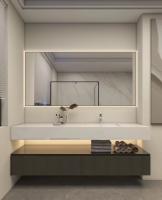 China Rock Plate Luxury Hotel Furniture Ceramic Seamless Integrated Bathroom Basin Cabinet for sale