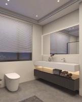China Rock Plate Luxury Hotel Furniture Ceramic Seamless Integrated Bathroom Basin Cabinet for sale