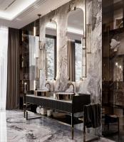 China Rock Plate Luxury Hotel Furniture Ceramic Seamless Integrated Bathroom Basin Cabinet for sale