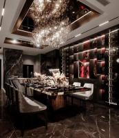 China Luxury Hotel Restaurant Furniture Rectangular Metal Rock Plate  Hotel Dining Table 8 10 Chairs for sale