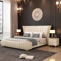 China Modern Leather Luxury Bed Master Hotel Bedroom Double Bed 1.8 Bedroom King Bed for sale