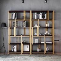 China Custom Modern Stainless Steel Hotel Furniture Bookshelf Display Cabinet Gold for sale