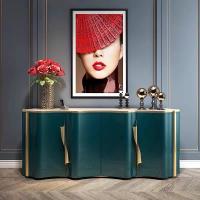 China Electroplated Luxury Sideboard Cabinets Stainless Steel Hotel Solid Wood Sideboard for sale