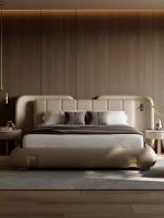China Custom Leather Luxury Bed Master 1.8 OAK PINE Bedroom King Bed for sale