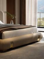 China Custom Leather Luxury Bed Master 1.8 OAK PINE Bedroom King Bed for sale