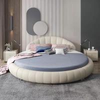 China Fabric Hotel Round Bed Villa Bedroom King Bed 2m 2.2m Atmospheric Luxury for sale