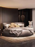 China Fabric Hotel Round Bed Villa Bedroom King Bed 2m 2.2m Atmospheric Luxury for sale