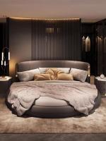 China Fabric Hotel Round Bed Villa Bedroom King Bed 2m 2.2m Atmospheric Luxury for sale