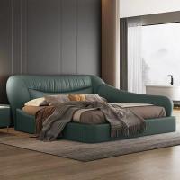 China Anti Fall Hotel Bedroom Furniture Leather Bed Soft Pack 1.8m Oak Nordic Bed for sale