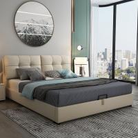 China Luxury Leather White Bed Modern Soft Art Hotel Room Bed for sale