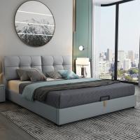 China Luxury Leather White Bed Modern Soft Art Hotel Room Bed for sale