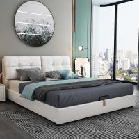 China Luxury Leather White Bed Modern Soft Art Hotel Room Bed for sale