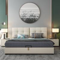 China Luxury Leather White Bed Modern Soft Art Hotel Room Bed for sale