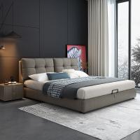 China Luxury Leather White Bed Modern Soft Art Hotel Room Bed for sale