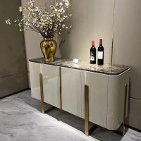 China Marble Face Luxury Sideboard Cabinets With Drinks Fridge for sale