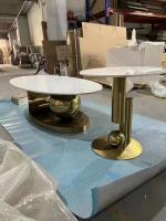 China Hollow Out Marble Coffee Table Stainless Steel Living Room Coffee Table for sale