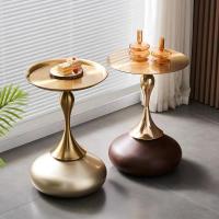 China Golden Stainless Steel Hotel Furniture Table With Lovely Round Base Rock Plate for sale
