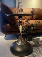 China Golden Stainless Steel Hotel Furniture Table With Lovely Round Base Rock Plate for sale