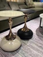 China Golden Stainless Steel Hotel Furniture Table With Lovely Round Base Rock Plate for sale
