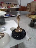 China Golden Stainless Steel Hotel Furniture Table With Lovely Round Base Rock Plate for sale