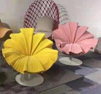 China Nordic Light Luxury Velvet Flower Petal Chair Hotel Showroom Stainless Steel Base for sale