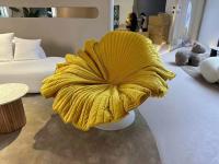 China Nordic Light Luxury Velvet Flower Petal Chair Hotel Showroom Stainless Steel Base for sale