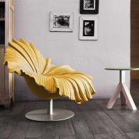 China Nordic Light Luxury Velvet Flower Petal Chair Hotel Showroom Stainless Steel Base for sale