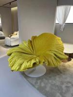 China Nordic Light Luxury Velvet Flower Petal Chair Hotel Showroom Stainless Steel Base for sale