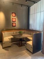 China Antique Luxury U Shape Semi Circle Booth Seating Leather Hotel Restaurant Sofa Seats for sale