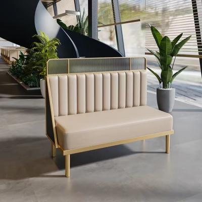 China Luxury Restaurant Booth Seating Combination Leather Metal Marble Table for sale