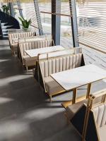 China Luxury Restaurant Booth Seating Combination Leather Metal Marble Table for sale