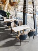 China Luxury Restaurant Booth Seating Combination Leather Metal Marble Table for sale